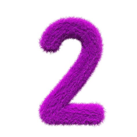 Premium Photo Purple Number 2 Fur 3d Element Render Typography Fluffy