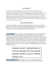 Unit Low High Level Programming Languages Docx Introduction Low Level Programming