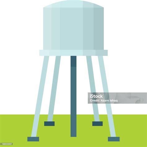 시립 저장 탱크 개념 버섯 모양 타워 벡터 아이콘 디자인 수처리 및 정화 공장 기호 환경 친화적 인 산업 표지판 담수화 생명