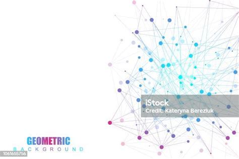 기하학적 추상 배경 연결된 라인 및 점입니다 분자 구조 및 통신 큰 데이터 시각화입니다 의료 기술 과학 배경입니다 벡터 일러스트 레이 션 0명에 대한 스톡 벡터 아트 및