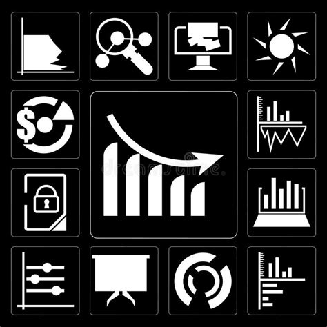 set of decreasing bars chart dual graphic interface analytics data
