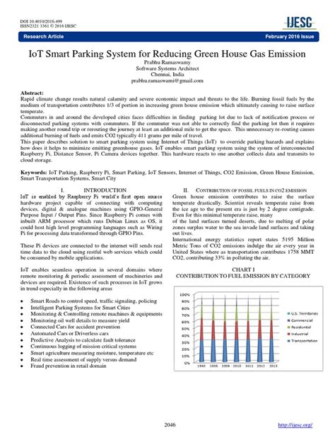 Iot Smart Parking System For Reducing Green House Gas Emission Pdf Internet Of Things