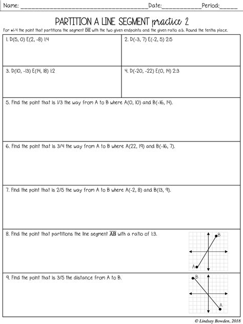 Partitioning A Line Segment Notes And Worksheets Lindsay Bowden