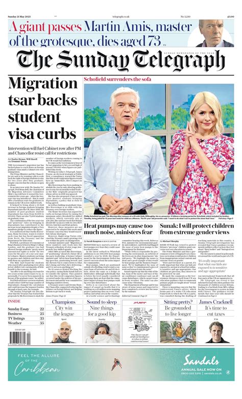 Sunday Telegraph Front Page 21st Of May 2023 Tomorrows Papers Today