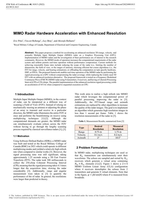 Pdf Mimo Radar Hardware Acceleration With Enhanced Resolution
