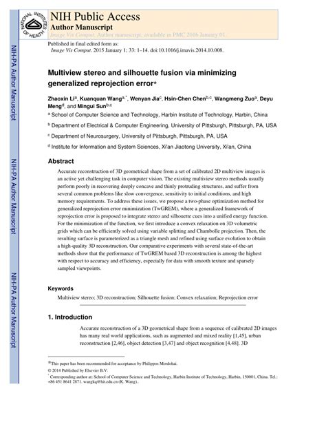 Pdf Multiview Stereo And Silhouette Fusion Via Minimizing Generalized Reprojection Error