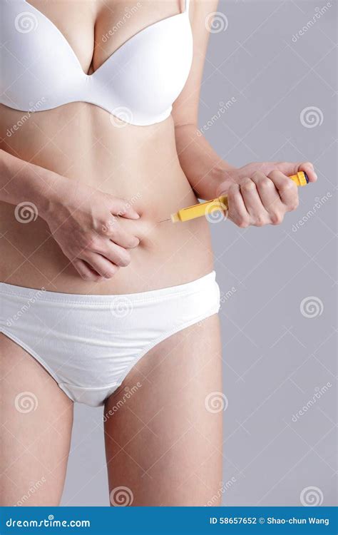 Woman Inject Drugs On Waist Stock Photo Image Of Aged Fertility 58657652