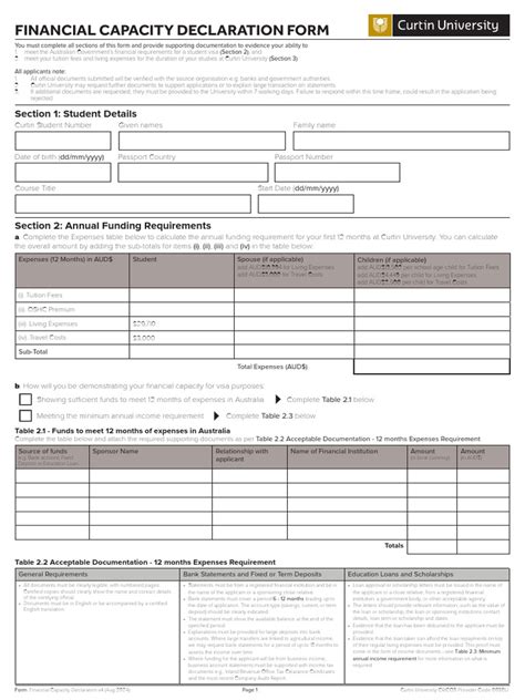 Form Financial Capacity Declaration 2024 Pdf Banks Expense