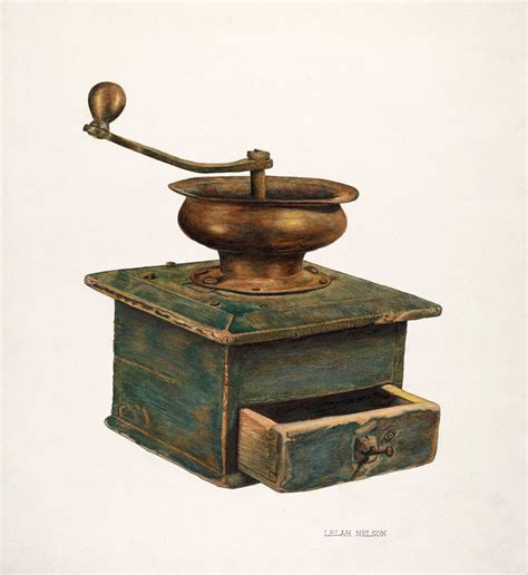 Wood And Brass Coffee Bean Grinder Art Poster 11x14in 28x36cms Art