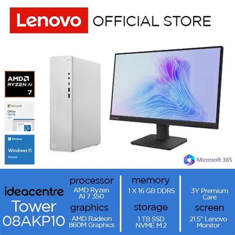 Promo Lenovo Ideacentre Tower 08akp10 Amd Ryzen Ai 7 350 16gb 1tb Ssd