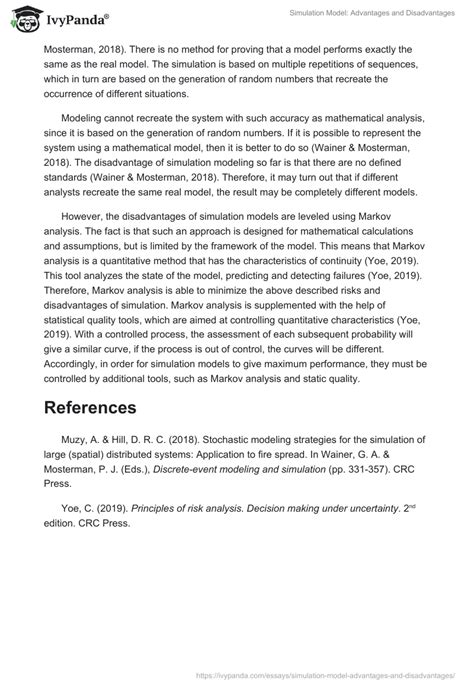 Simulation Model Advantages And Disadvantages 636 Words Essay Example