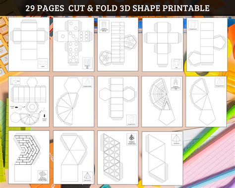 Printable 3d Shapes Nets Activity Learning Shape Geometric Cutout 3d
