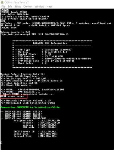 DA MOD UART Example Program Showing UART Error Occur Wi Fi Renesas Wireless