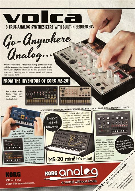 Korg Analog Synthesizers Volca Bass Beats Keys Monotron Duo Delay