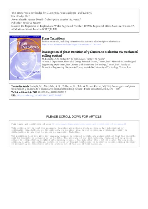 Pdf Investigation Of Phase Transition Of γ Alumina To α Alumina Via