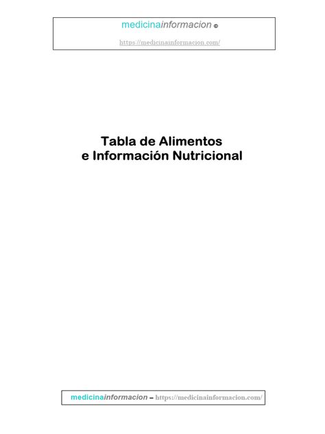 Tabla De Alimentos 1 Pdf