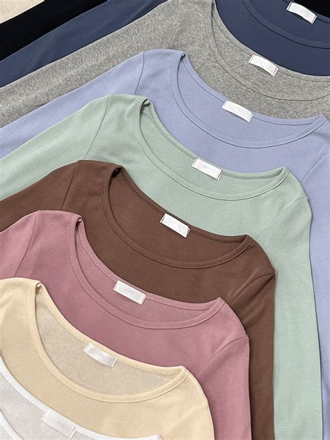 11할인 프리티 쫀쫀 유넥 무지 슬림핏 이너 긴팔 티셔츠