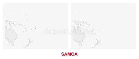 Two Versions Of The Map Of Samoa With The Flag Of Samoa And