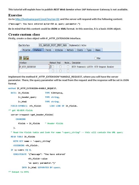 Como Publicar Rest Web Service Abap Sap Pdf Web Service Json