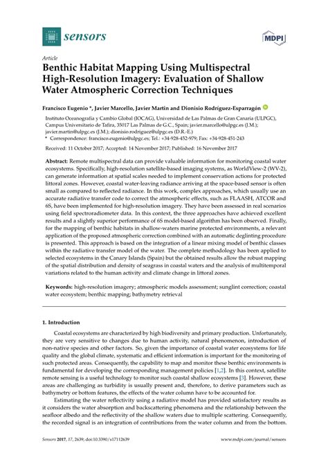 Benthic Habitat Mapping Using Multispectral High Resolution Imagery Evaluation Of Shallow Water