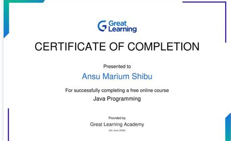 Ansu Marium Shibu On Linkedin Thrilled To Announce That Ive Completed A Java Programming