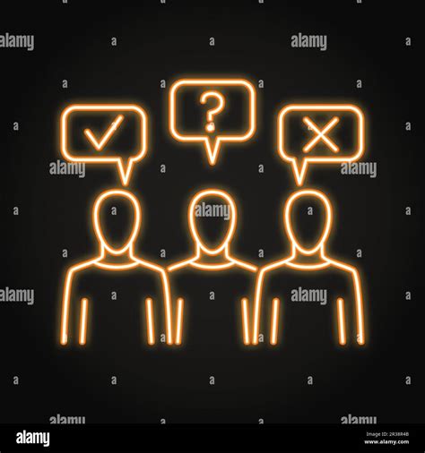 Public Opinion Survey Neon Icon Opinion Poll Symbol Customer Satisfaction Group Questionnaire