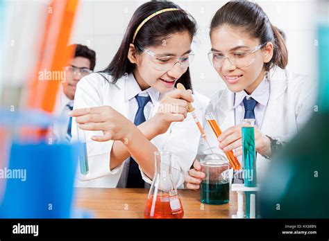Indian School Chemistry Lab Research Students Working Class Together