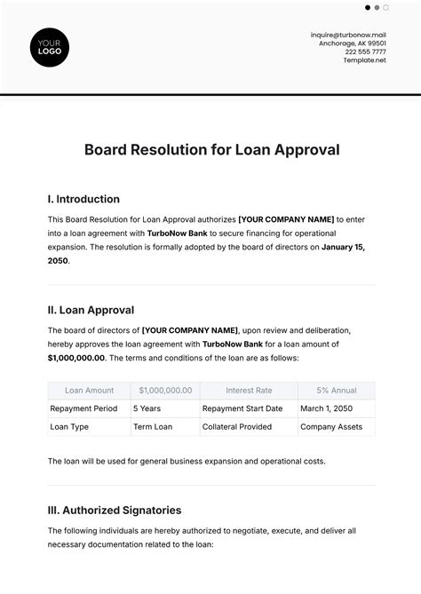 Free Board Resolution For Loan Approval Template To Edit Online