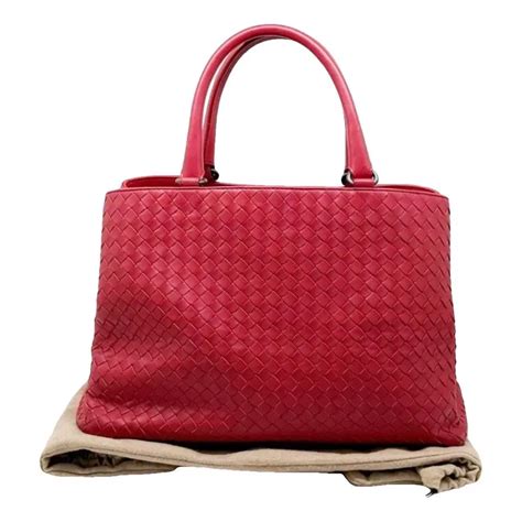 Bottega Veneta Red Woven Leather Tote Bag 36cm