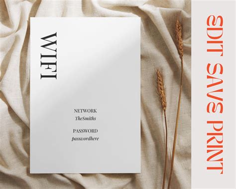 Editable Wifi Password Card Wifi Password Sign Airbnb Wifi Ready To