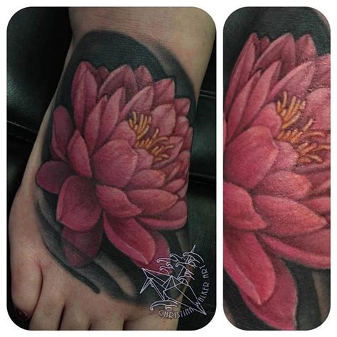 Water Lily Foot Tattoo By Christina Walker Tattoos