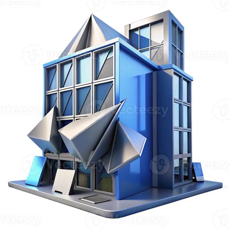 Magnificent Contemporary Deconstructivist Office Building Fragmented Geometric Shapes Metallic