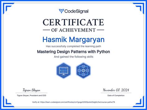 Hasmik Margaryan On Linkedin Path Certificate For Mastering Design Patterns With Python