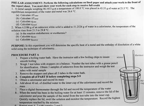 SOLVED PRE LAB ASSIGNMENT Perform The Following Calculations On Lined Paper And Attach Your