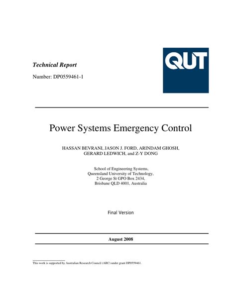 Pdf Power Systems Emergency Control