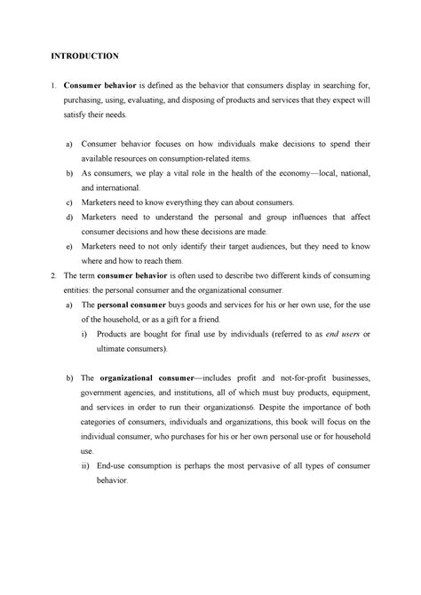 CHP 1 Consumer Behaviour INTRODUCTION Consumer Behavior Is Defined As The Behavior That