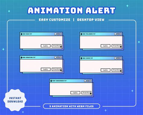 Desktop View Pop Up Animated Alert Package Stream Overlay Desktop Theme Blue Theme Transition