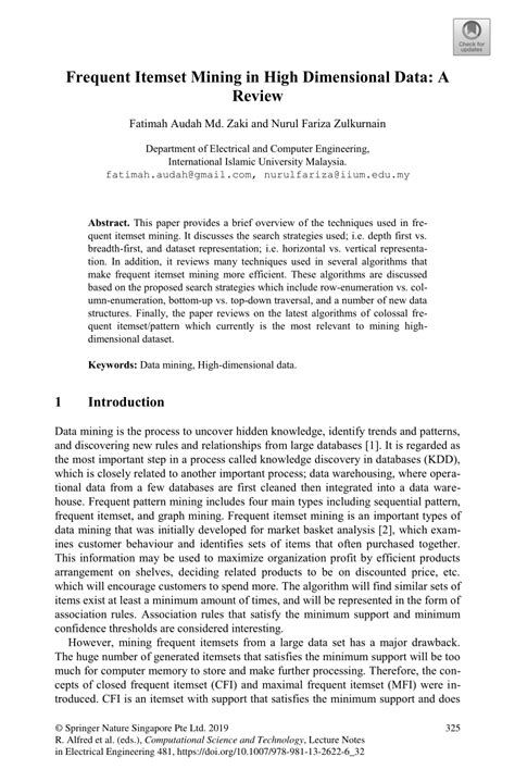 Pdf Frequent Itemset Mining In High Dimensional Data A Review 5th