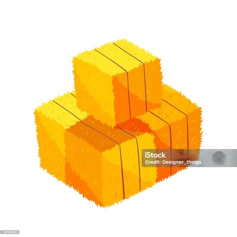 건초의 황금 색 베일 흰색 배경에 고립 된 건초 또는 빨대의 베일 플랫 말린 건초 더미 농업 건초 베일 건고 농업 농촌 건초 건초 재배 식물에 대한 스톡 벡터 아트 및 기타