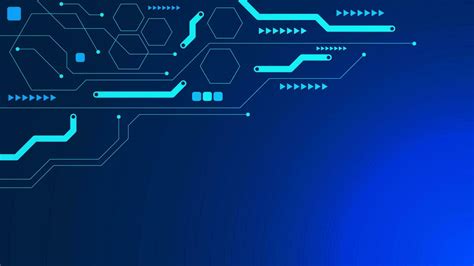 Abstract Futuristic Technology With Electronic Circuit Board And Hexagons On Dark Blue