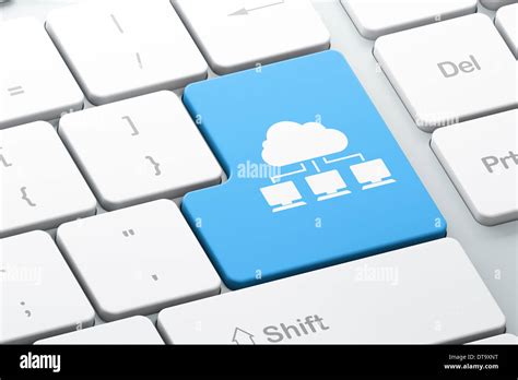 technology concept cloud network on computer keyboard background stock