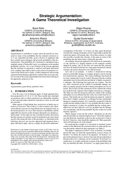 Pdf Strategic Argumentation