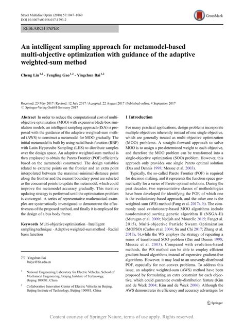 An Intelligent Sampling Approach For Metamodel Based Multi Objective