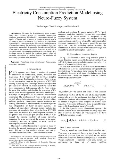 Electricity Consumption Prediction Model Using Neuro Fuzzy System Pdf Artificial