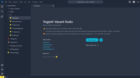 💻 Vs Code Themed Portfolio 💻 Reactjs Vscode Tailwindcss Tailwind Portfolio Frontend