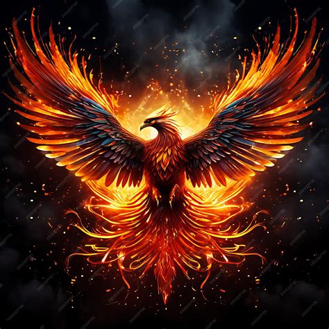 Premium Photo Flying Majestic Pheonix Reborn From Blaze Of Holographic Flames