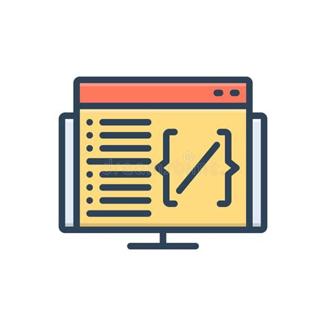 Black Solid Icon For Coding Script And Data Stock Vector