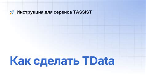 Как сделать Tdata Инструкция для сервиса Tassist