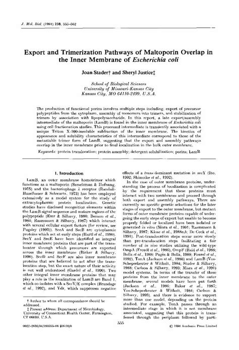 Pdf Export And Trimerization Pathways Of Maltoporin Overlap In The