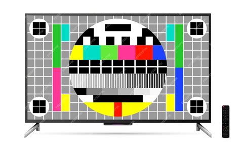 Premium Vector Modern Oled Tv With Remote Control And Test Pattern Screen